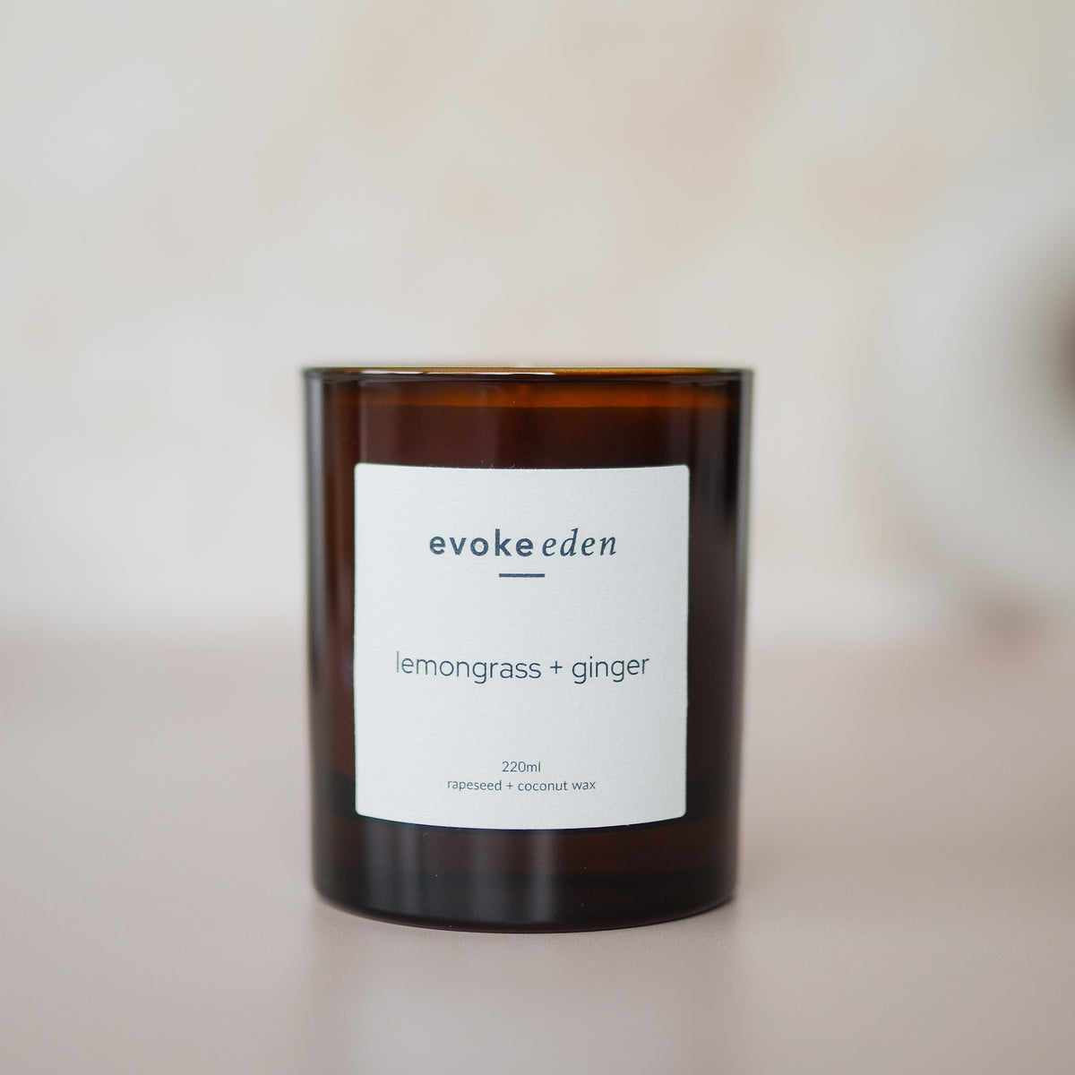 LEMONGRASS + GINGER Amber Candle– Evoke Eden